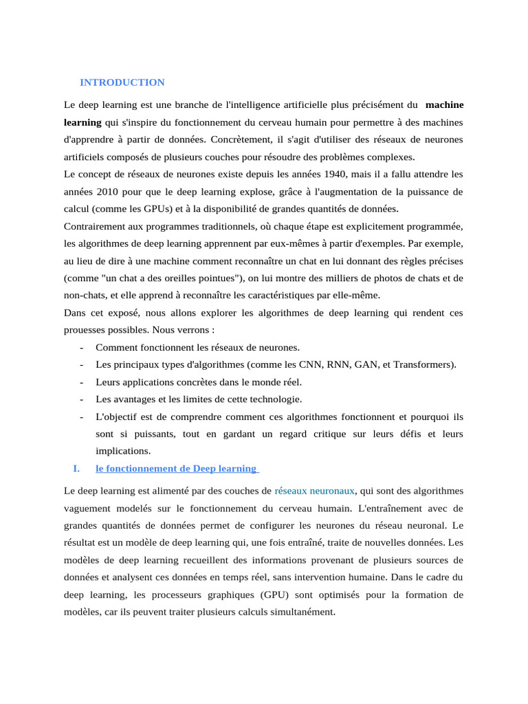 DEEP_LEARNING | PDF | Apprentissage automatique | Intelligence artificielle