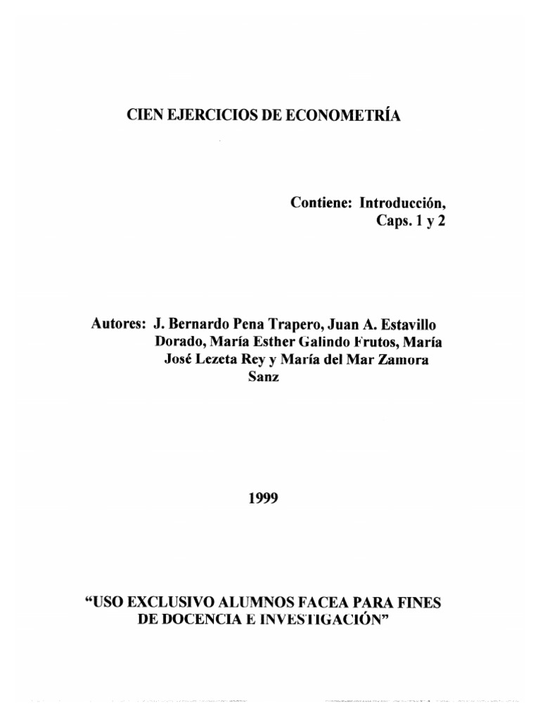 Cien Ejercicios de Econometria | PDF