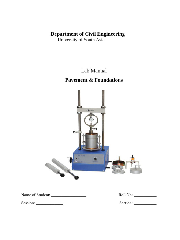 Pavement and Foundations Lab Manual | PDF | Road Surface | Mechanical ...