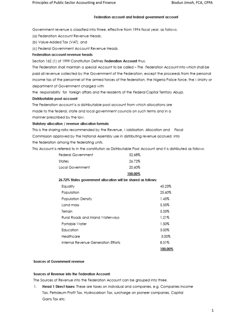 Federation and Federal Govt Accounts | PDF | Taxes | Excise
