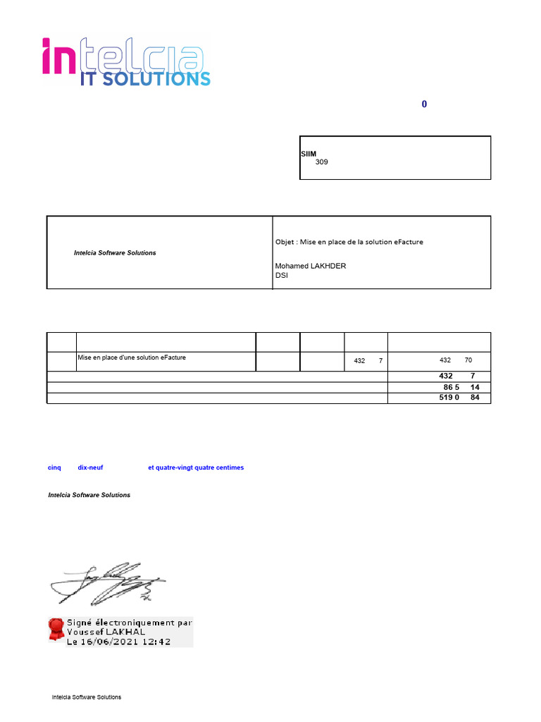 Facture eFacture Intelcia Maroc | PDF | Maroc | Financement du gouvernement