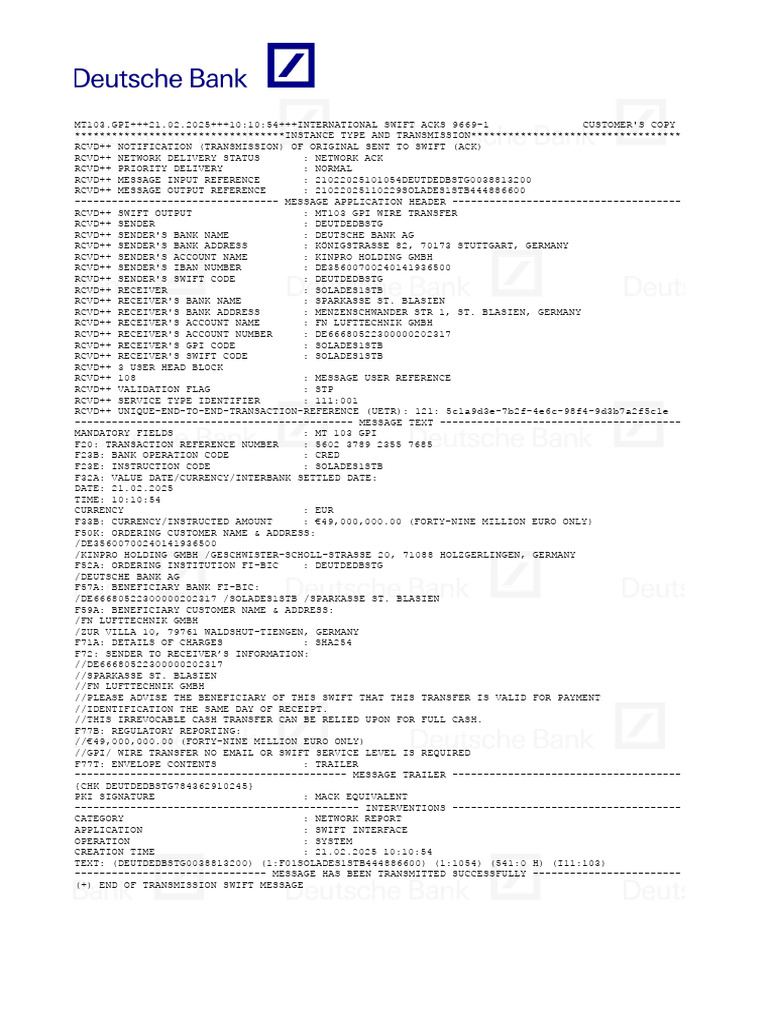 DB_FIN103_KINPRO_LUFTTECHNIK_SemiAuto_210225 | PDF | Wire Transfer | Transmission Control Protocol