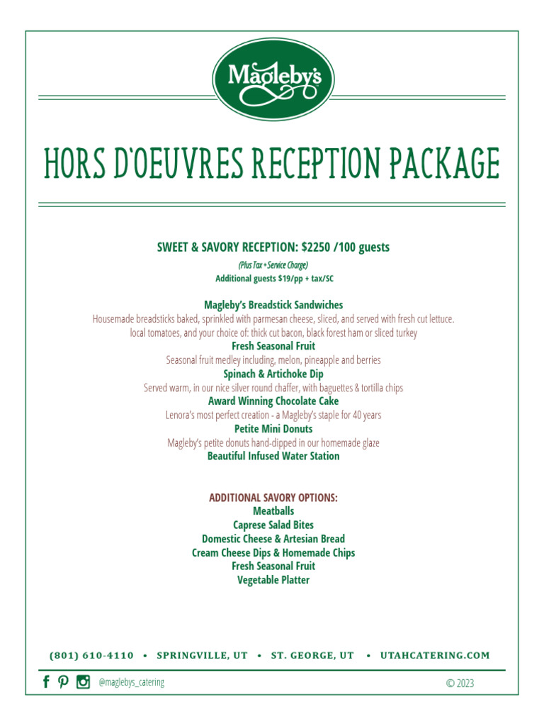 Hors Doeuvres Reception Package 2023 1 | PDF