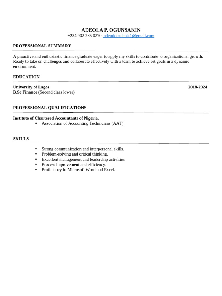 Adeola Ogunsakin CV | PDF