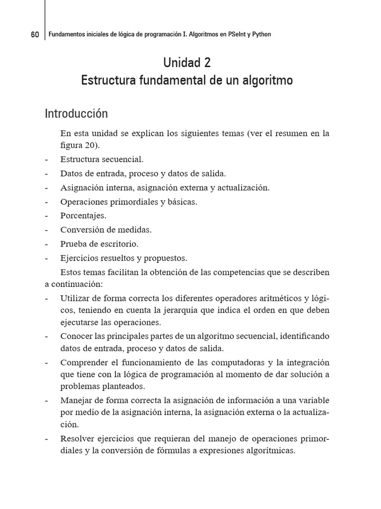 Unidad 2 Estructura Fundamental De Un Algoritmo Pdf Algoritmos Lenguaje De Programación