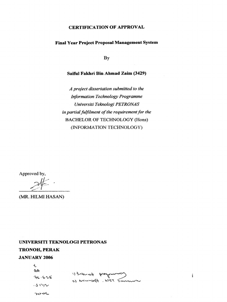 2006 - Final Year Project Proposal Management System | PDF | World Wide ...