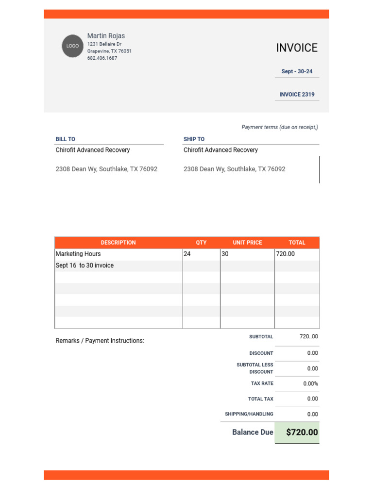 2319 September 16 To 30 Invoice Martin Rojas | PDF