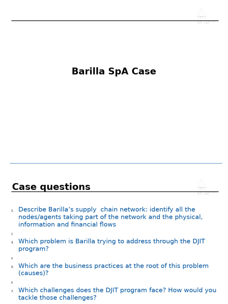 Preparatory Questions Barilla Case Study | PDF