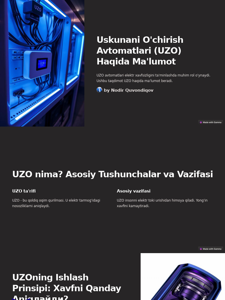 Uskunani Ochirish Avtomatlari UZO Haqida Malumot | PDF