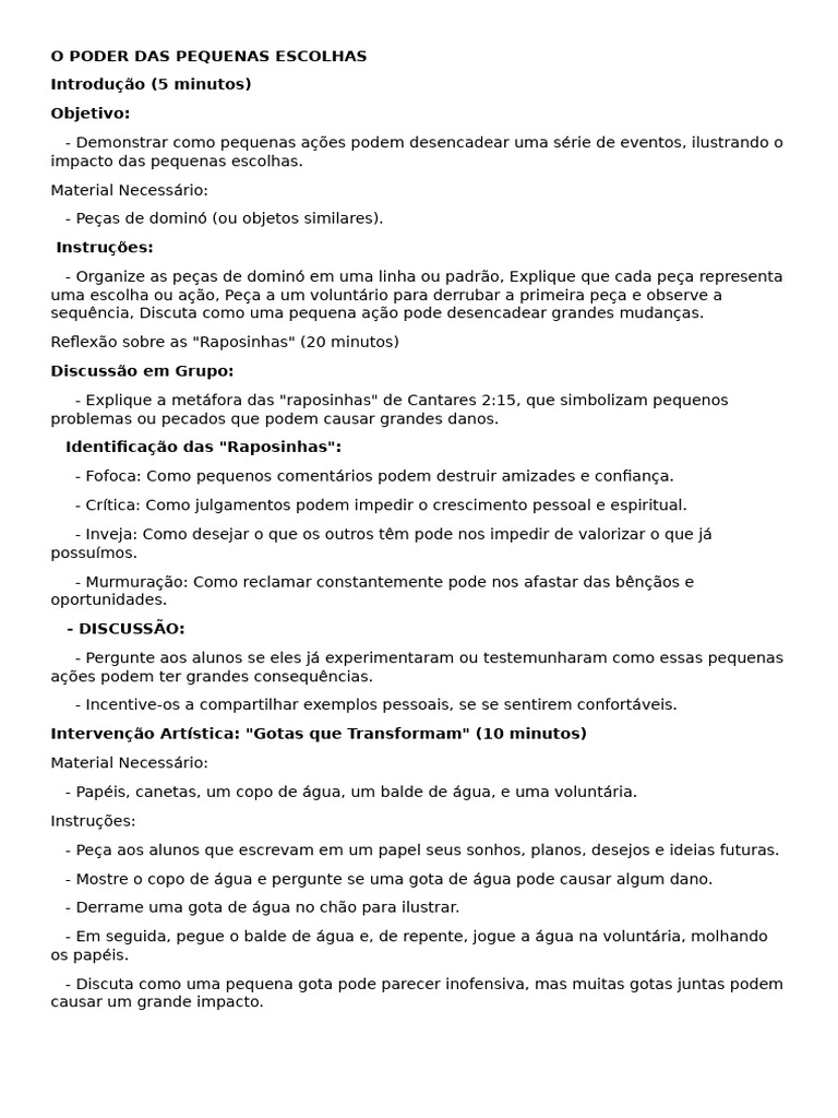 O Poder Das Pequenas Escolhas Pdf