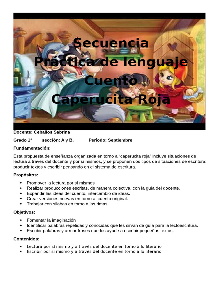 Secuencia Caperucita | PDF | Caperucita Roja | Cuentos