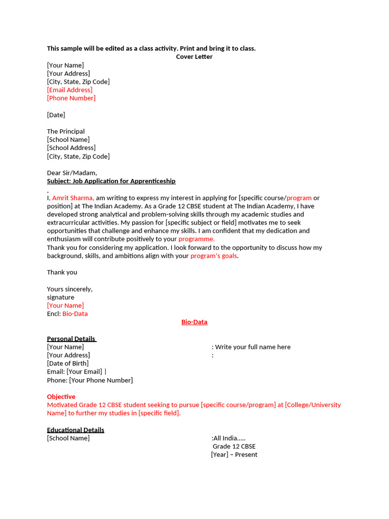 Cover Letter Template for Apprenticeship | PDF | Learning | Cognition