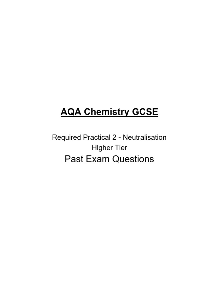 AQA Chemistry GCSE: Neutralisation Practical | PDF | Acid | Sodium ...