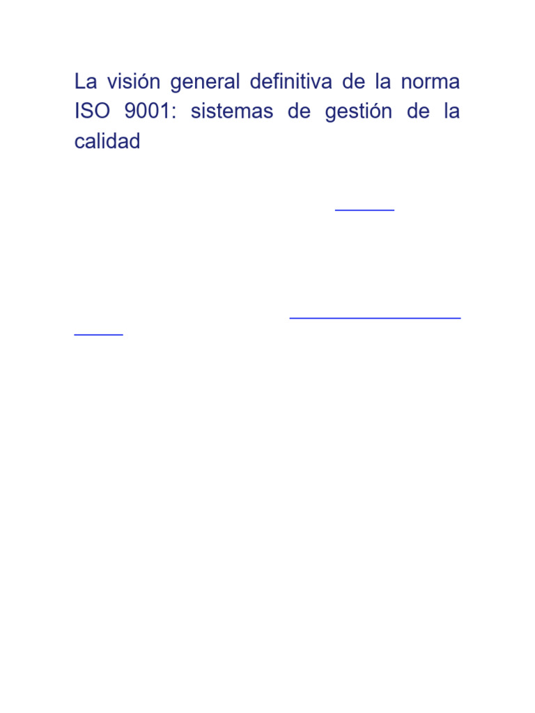 La Visión General Definitiva de La Norma ISO 9001 | PDF | Calidad (comercial) | Sistema de ...