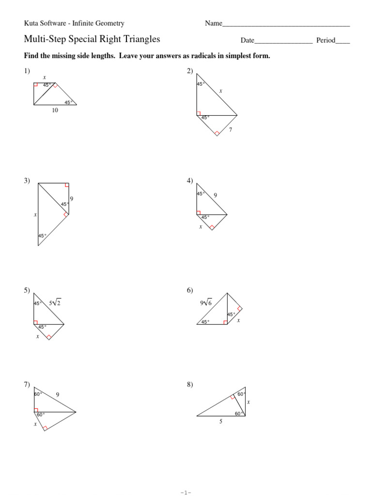 8 NPC Multi Step Special Right Triangles. 1 | PDF | Euclid | Elementary ...