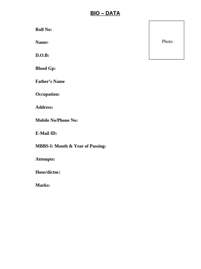 Student Biodata | PDF