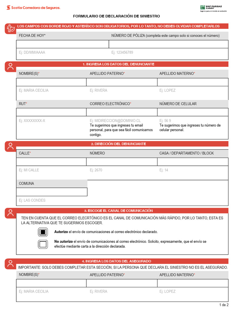 Formulario Declaracion Siniestro Cesantia Scotiabank 2 | PDF