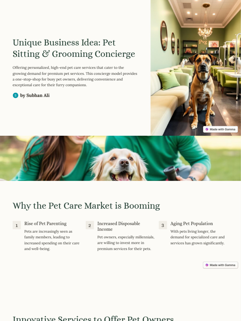 Unique Business Idea Pet Sitting and Grooming Concierge | PDF | Business