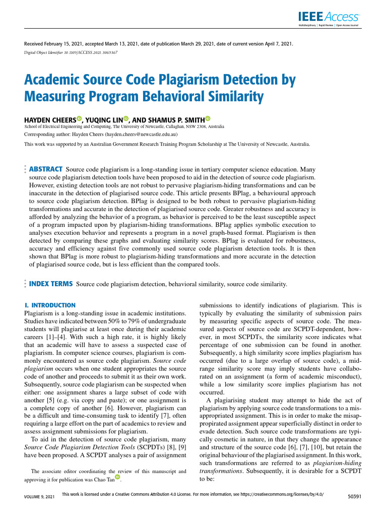 Academic Source Code Plagiarism Detection by Measuring Program Behavioral Similarity | PDF ...