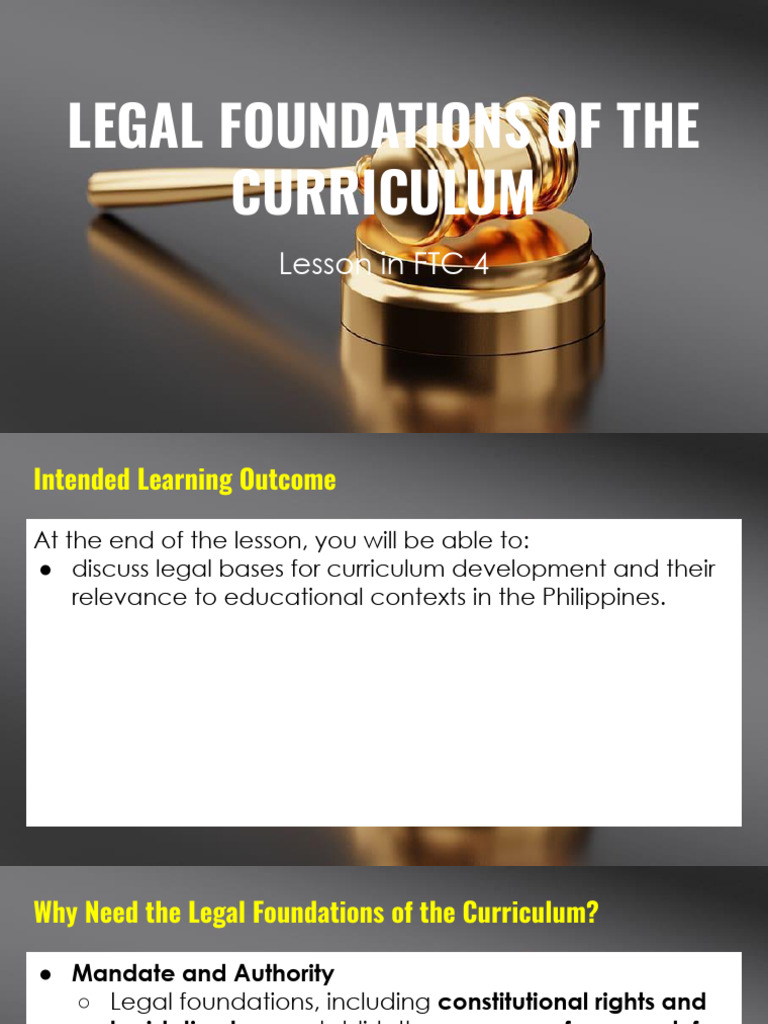 Legal Foundations of The Curriculum 1 | PDF | Curriculum | Learning