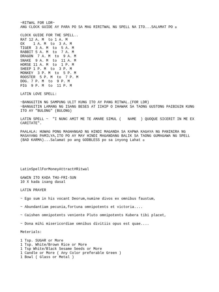 RITWAL FOR LDR - WPS Office | PDF