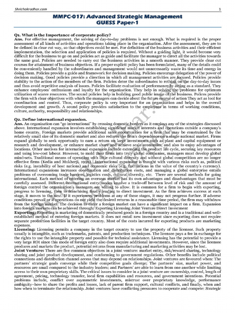 MMPC-17 Guess Paper | PDF