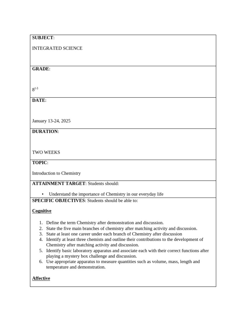 Grade 8 1-3 Integrated Science Term 2 Lesson 1 - Intorduction To ...