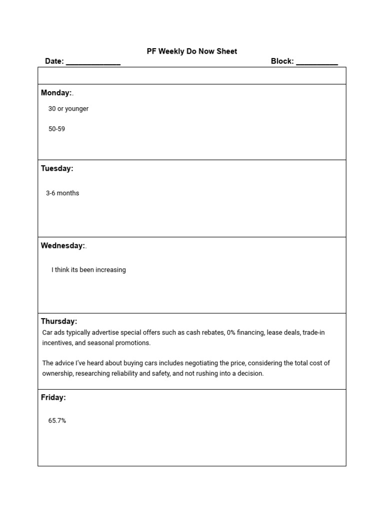 Ariana Del Valle - Do Now Template | PDF