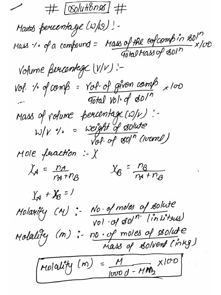 Solutions Short Notes | PDF
