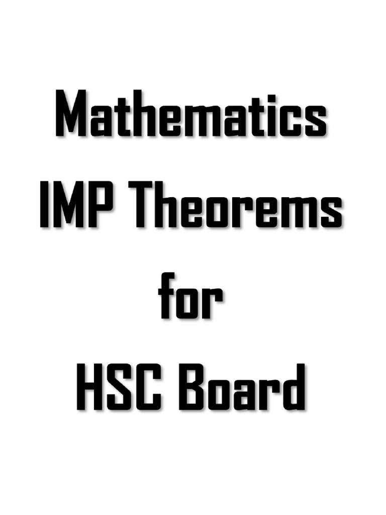 HSC Maths IMP Theorems 01-16-2025 20.01 | PDF