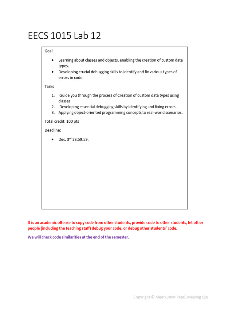 Lab12 Handout v2 | PDF | Method (Computer Programming) | Class (Computer Programming)