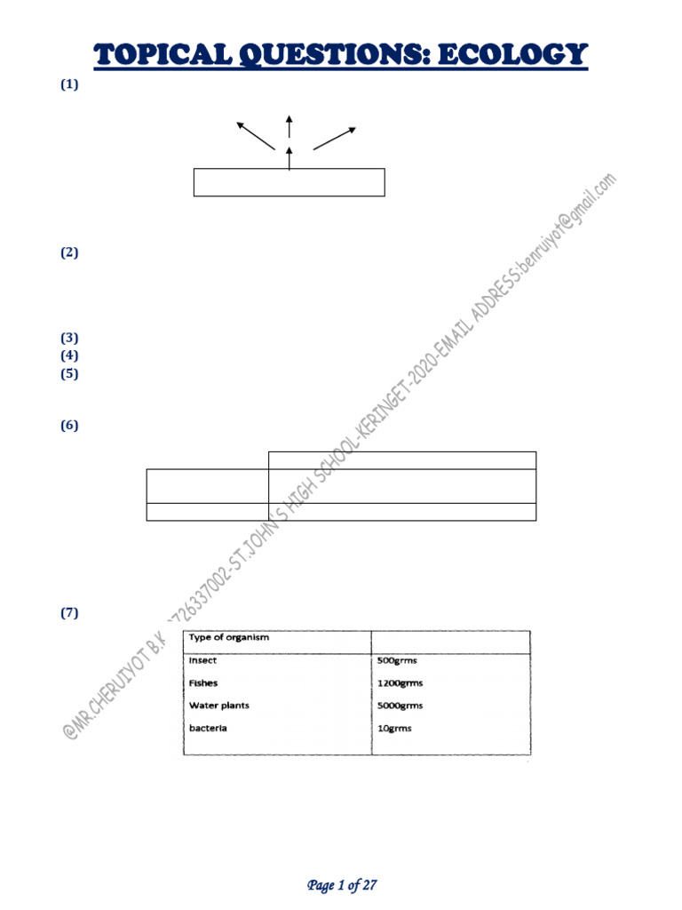 F3-Chapter 2 - Ecology - Topical Questions | PDF | Food Web | Ecosystem