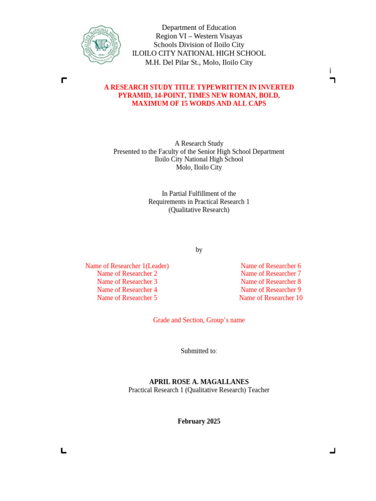 B.Chapter 1.STUDENT REASEARCH GUIDELINES FOR PRACTICAL RESEARCH 1 | PDF ...