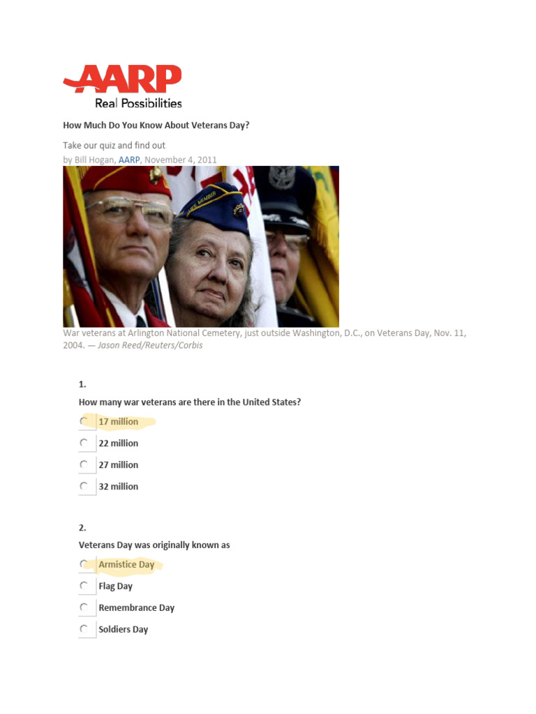 Veterans Day Pre Quiz | PDF
