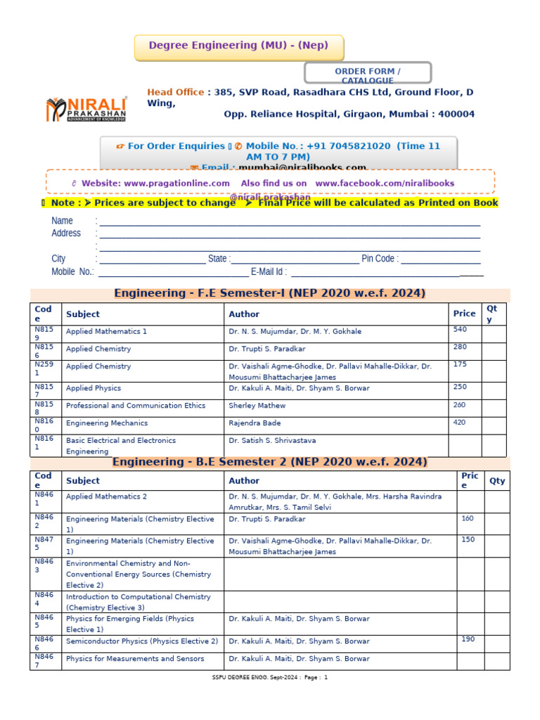 MU NEP DEGREE ENGG ORDER FORM Feb 2025 | PDF | Engineering | Physical ...
