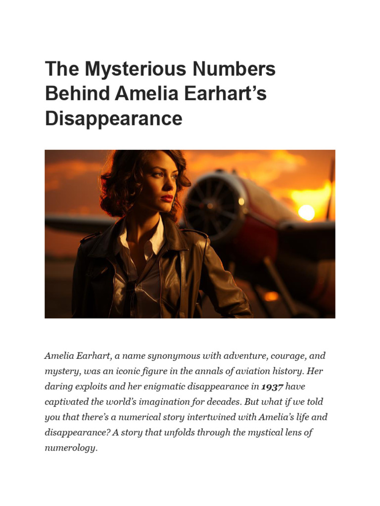 The Mysterious Numbers Behind Amelia Earhart | PDF