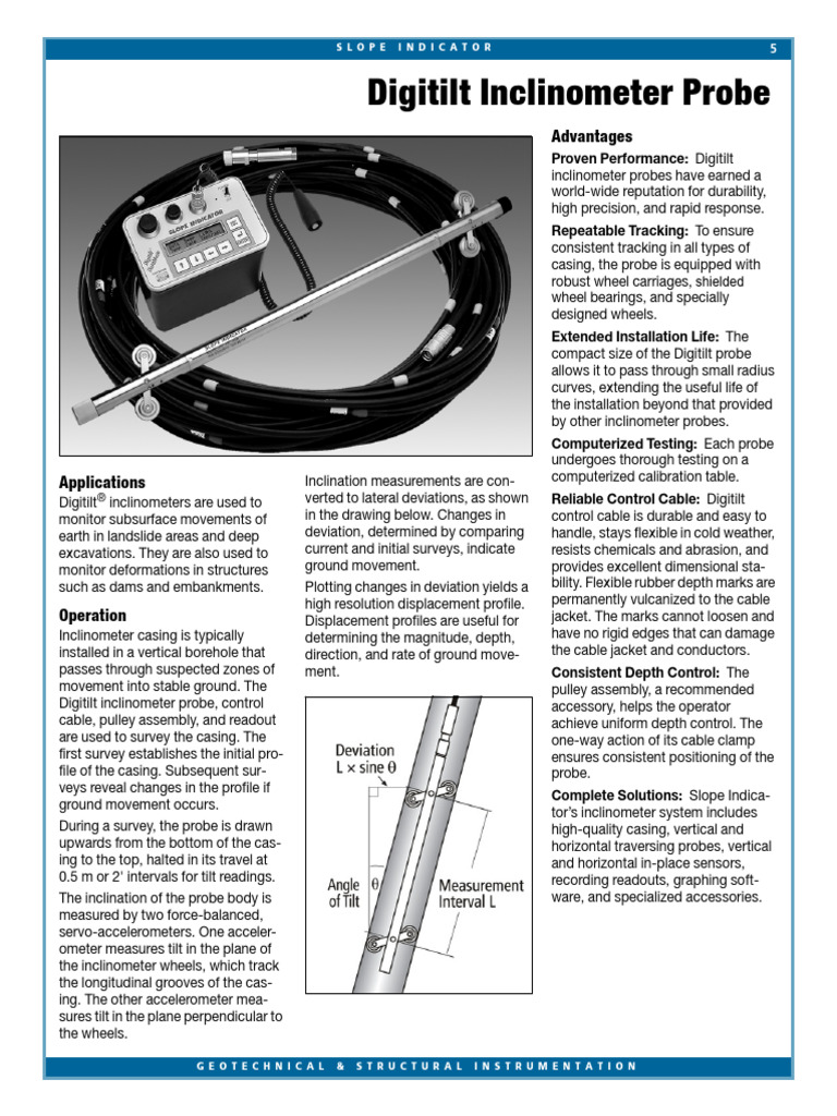 Digitilt Vertical Inclinometer Probe Datasheet | PDF | Calibration
