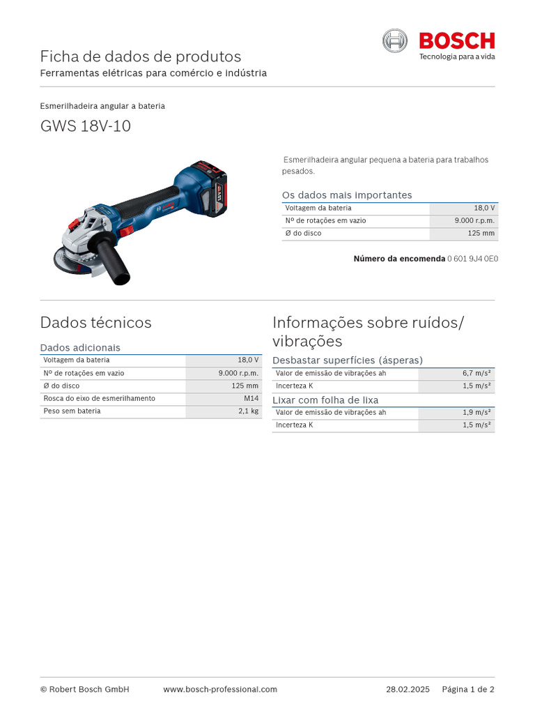 Gws 18v 10 Sheet | PDF