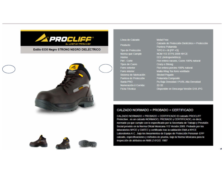 Ficha Tecnica Calzado Cliff 0330 | PDF