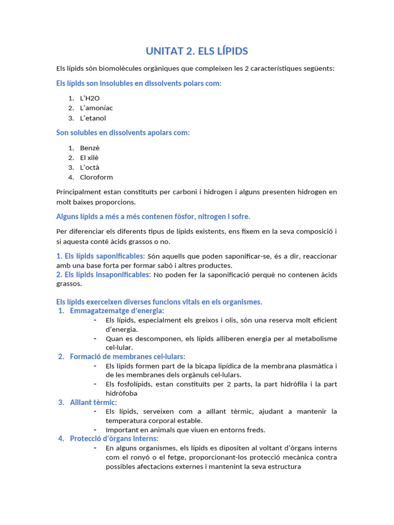 Esquema Lípids (CASI ACABAT) | PDF