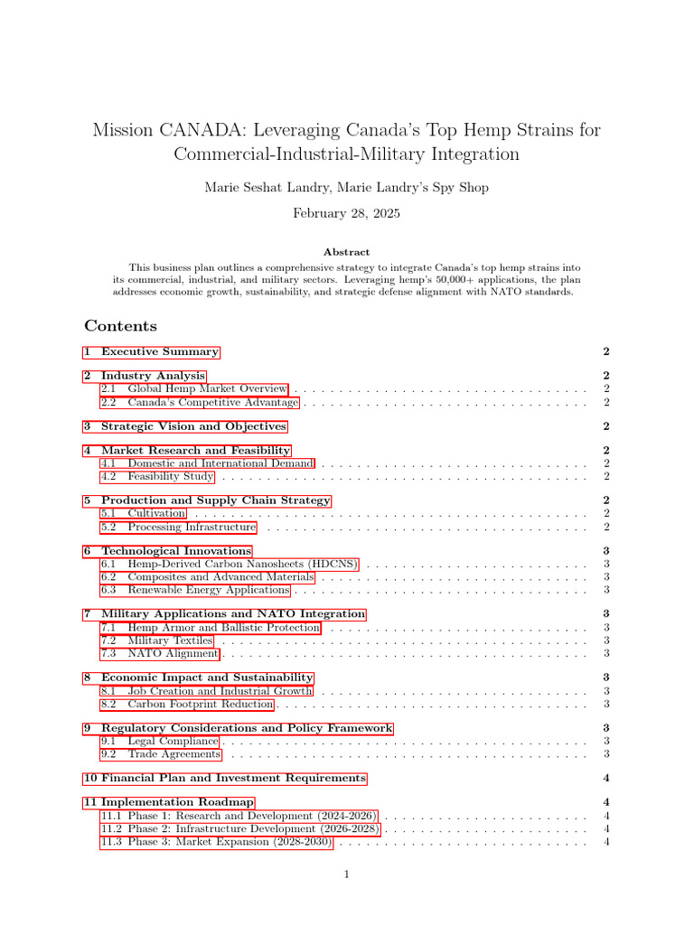 #MissionCANADA - Leveraging Canada S Top Hemp Strains For Commercial-Industrial-Military ...