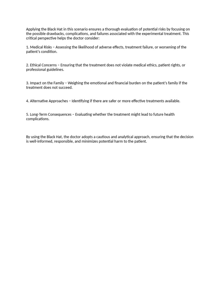 Applying the Black Hat in this scenario ensures a thorough evalu...(1) | PDF