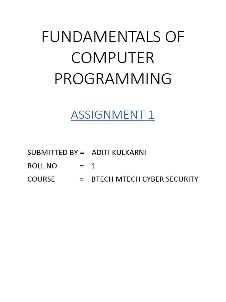 Assignment_1 Solutions NFSU CSE | PDF