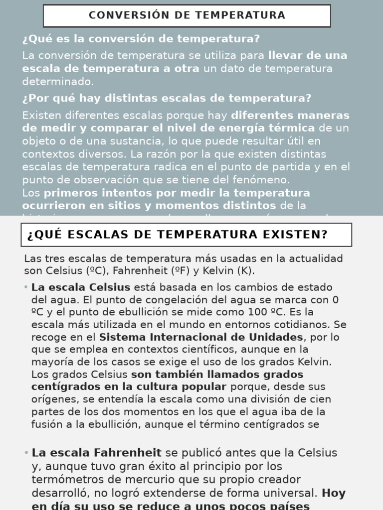 Conversión de Temperatura | PDF | Celsius | Fahrenheit