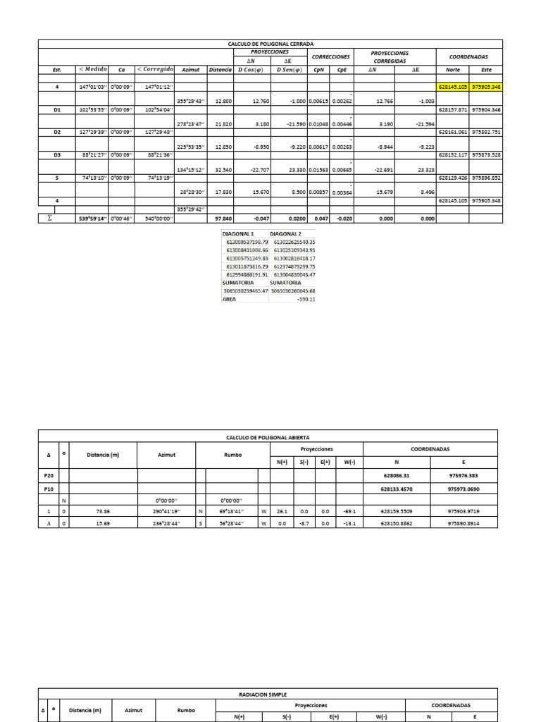Calculo de Poligonal Cerrada (1) | PDF
