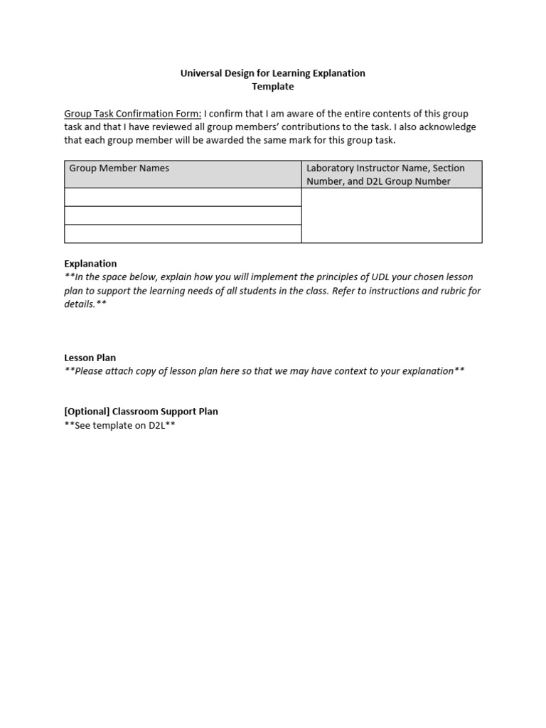 UDL Lesson Plan Explanation Template_W2025 | PDF