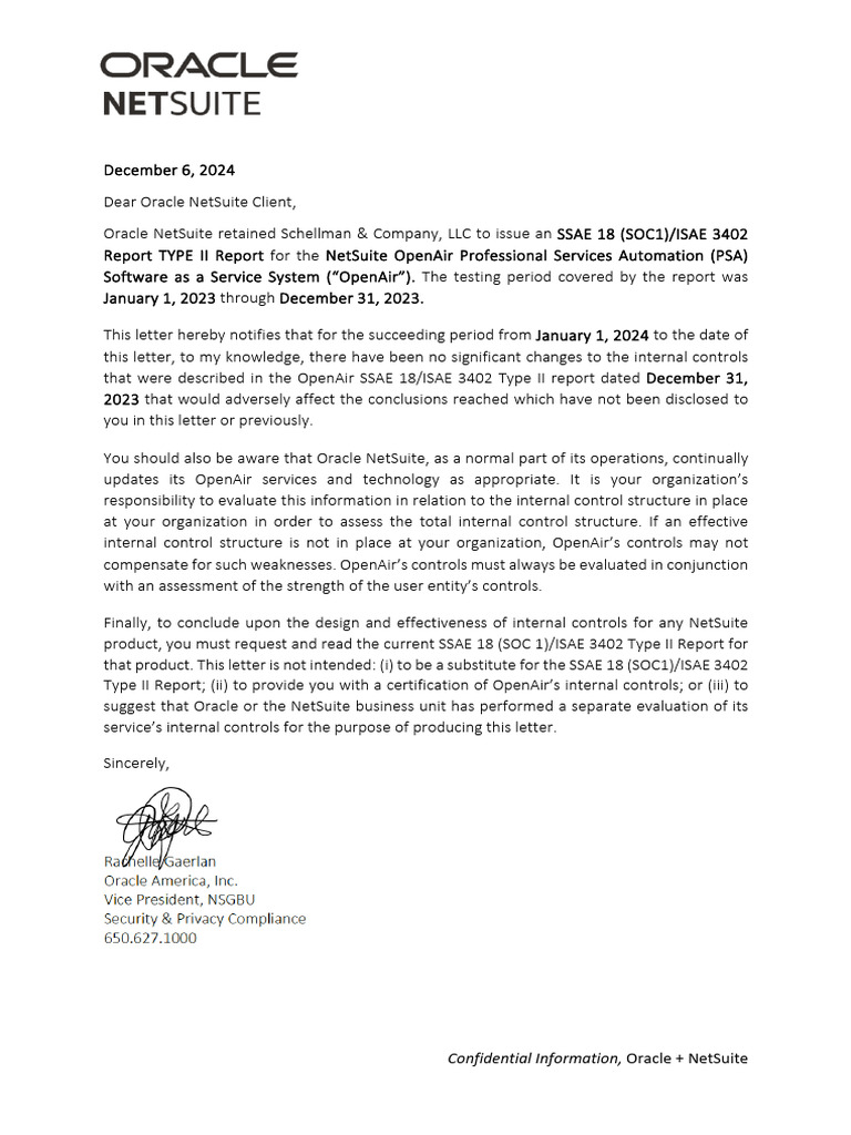 Bridge Letter - OpenAir SOC 1 - 12-6-2024 | PDF