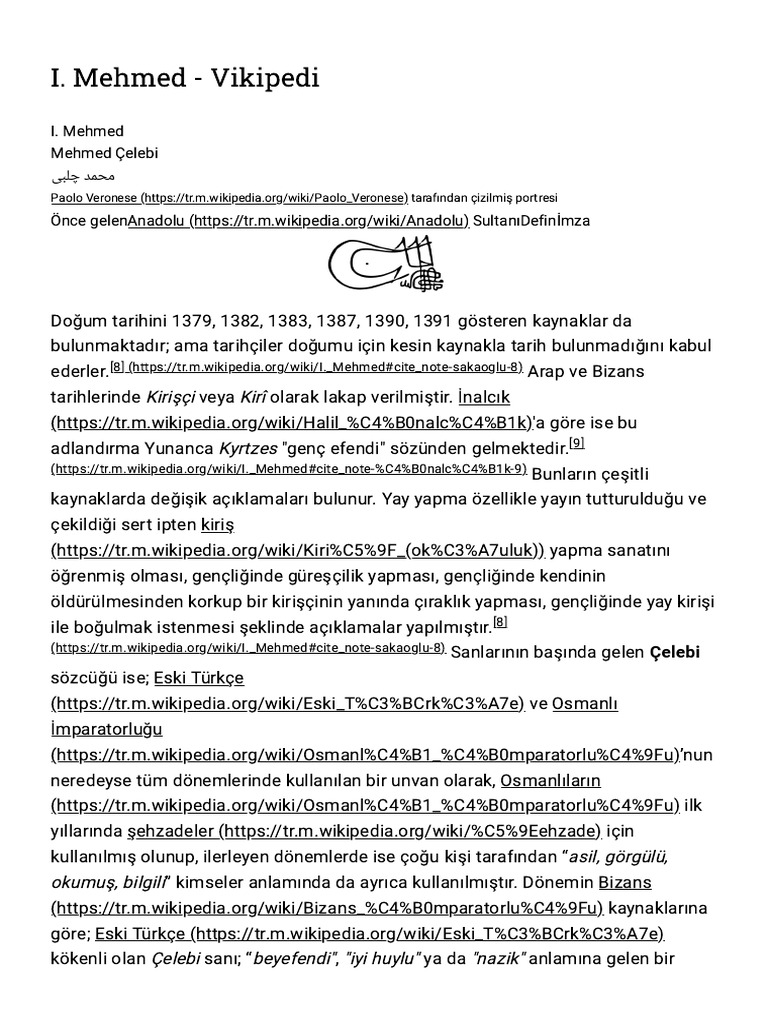 I. Mehmed - Vikipedi | PDF