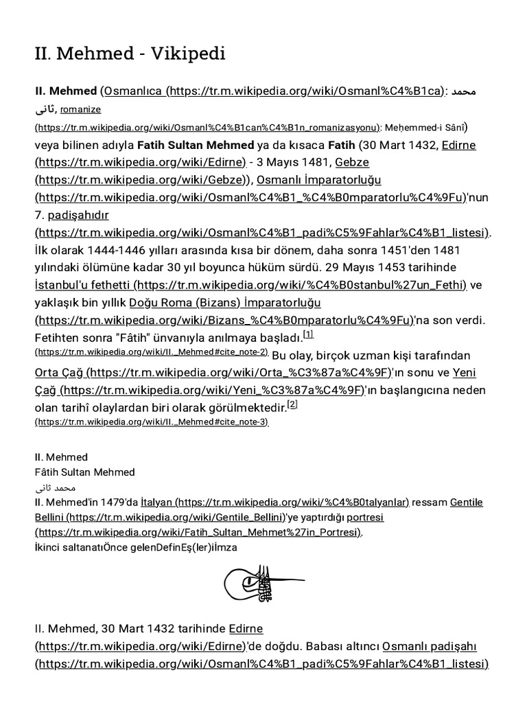 II. Mehmed - Vikipedi | PDF