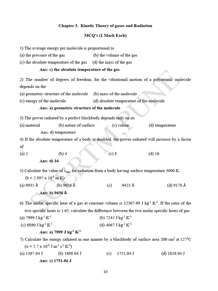 Kinetic Theory of Gasses and Radiation | PDF | Gases | Temperature